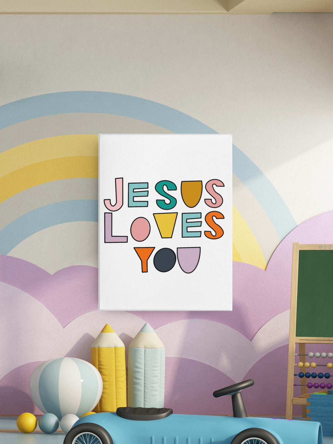 Jesus Loves You Art Colorful Faith Print Bright Christian Gospel Art ...