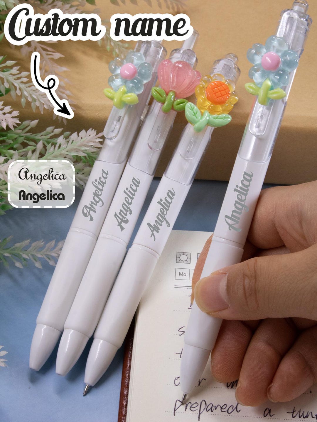 Personalized 3D Flower Ballpoint Pen, Custom Name Writing Accessory ...