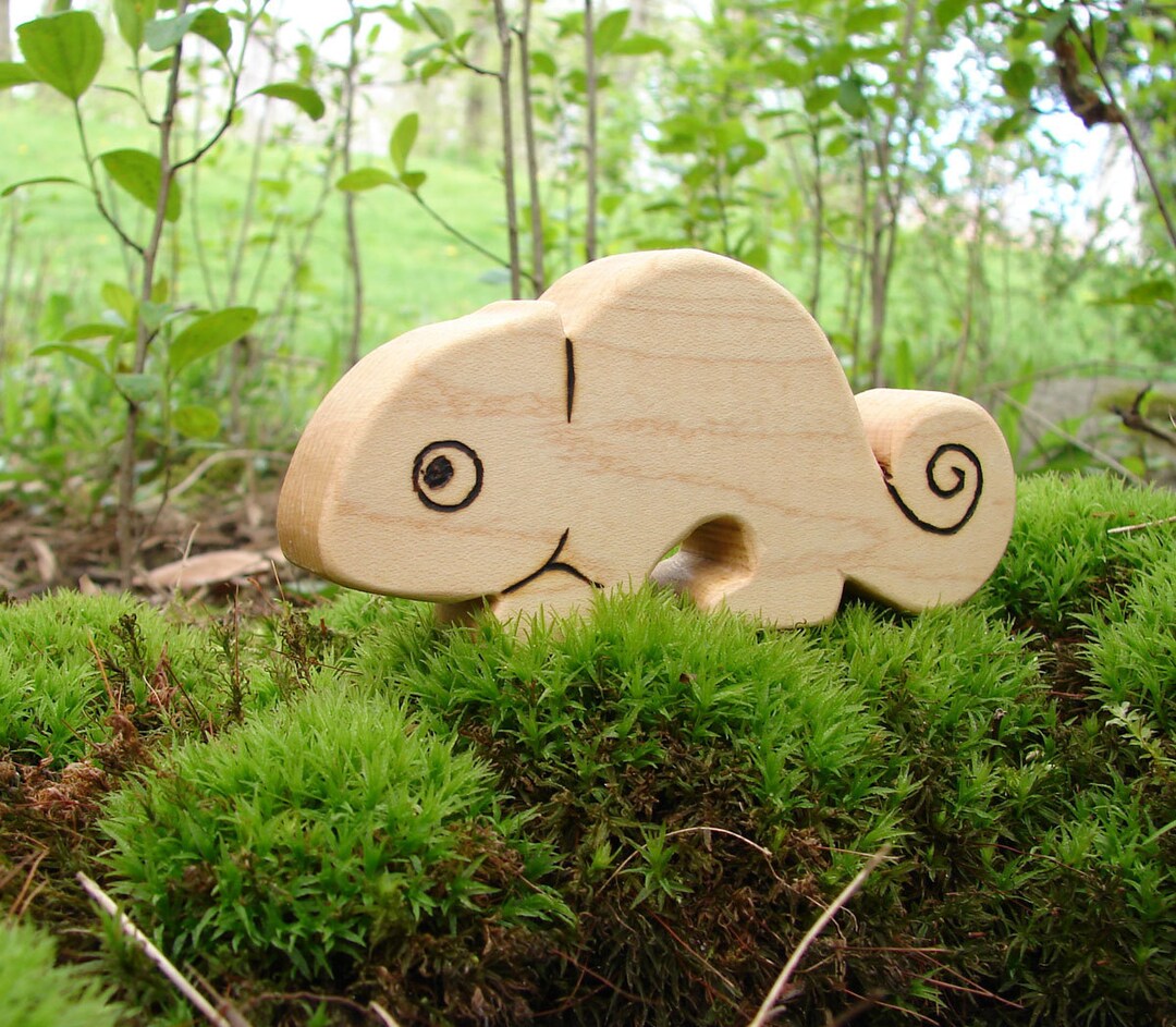 Wood Toy Chameleon, Maple All Natural Wooden Teether for Baby, or ...
