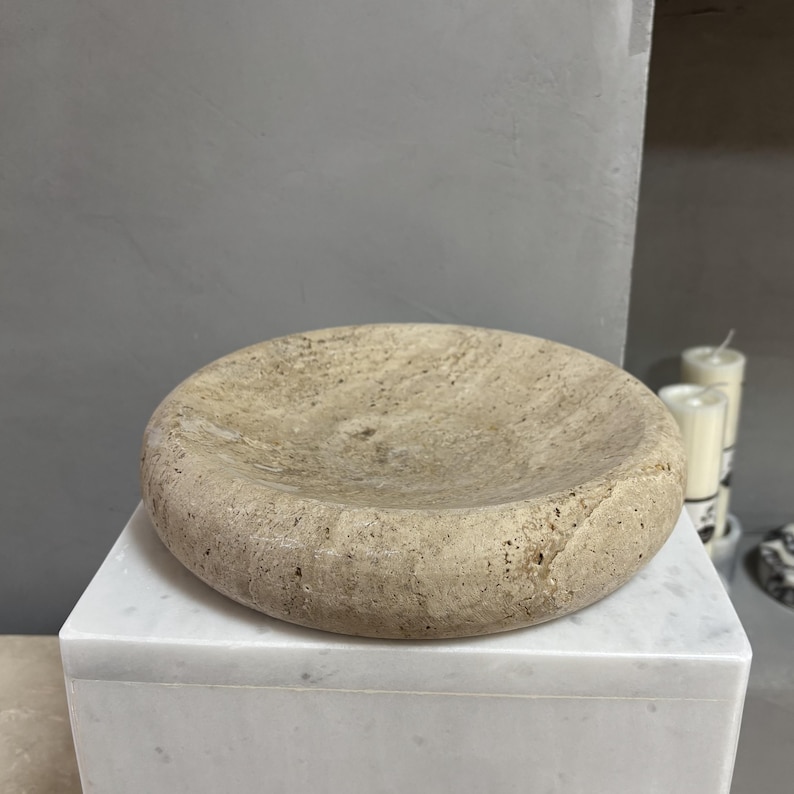Travertine Marble Bowl, 10 Inch Natural Stone Decorative Tray ...