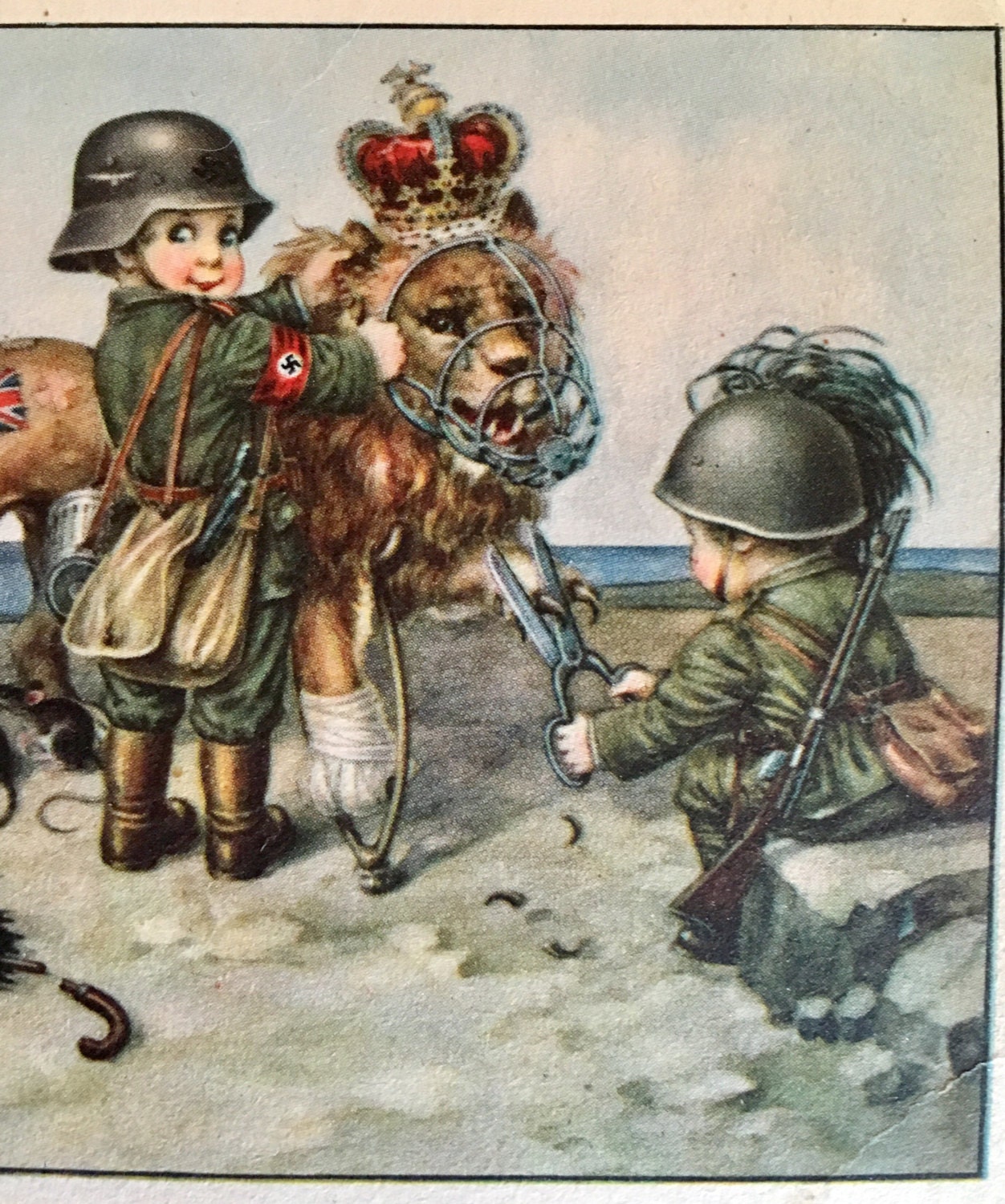 EXTREMELY RARE!!! 1940s Italian WWII Postcard. Artist Aurelio Bertiglia ...