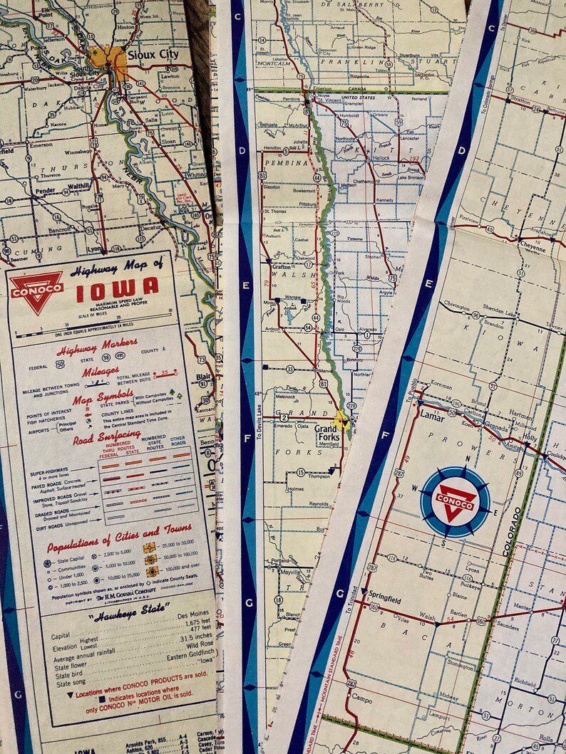 Three Conoco Maps. 1950s - Etsy