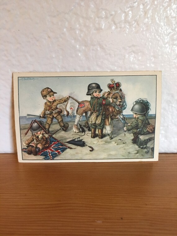 EXTREMELY RARE 1940s Italian WWII Postcard. Artist Aurelio - Etsy