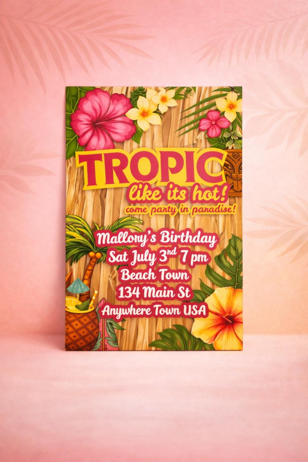 Tropical Birthday Invitation Any Age, Aloha Hawaiian Luau Party Invite ...