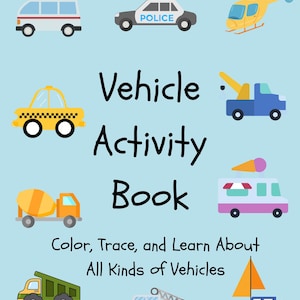 Vehicle Activity Book for Preschoolers Printable PDF Cars Trucks ...