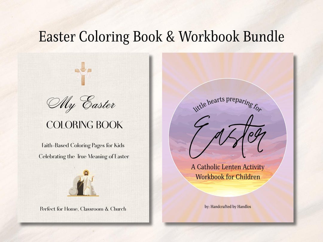 Christian Easter Coloring Book & Catholic Lenten Workbook Bundle for ...