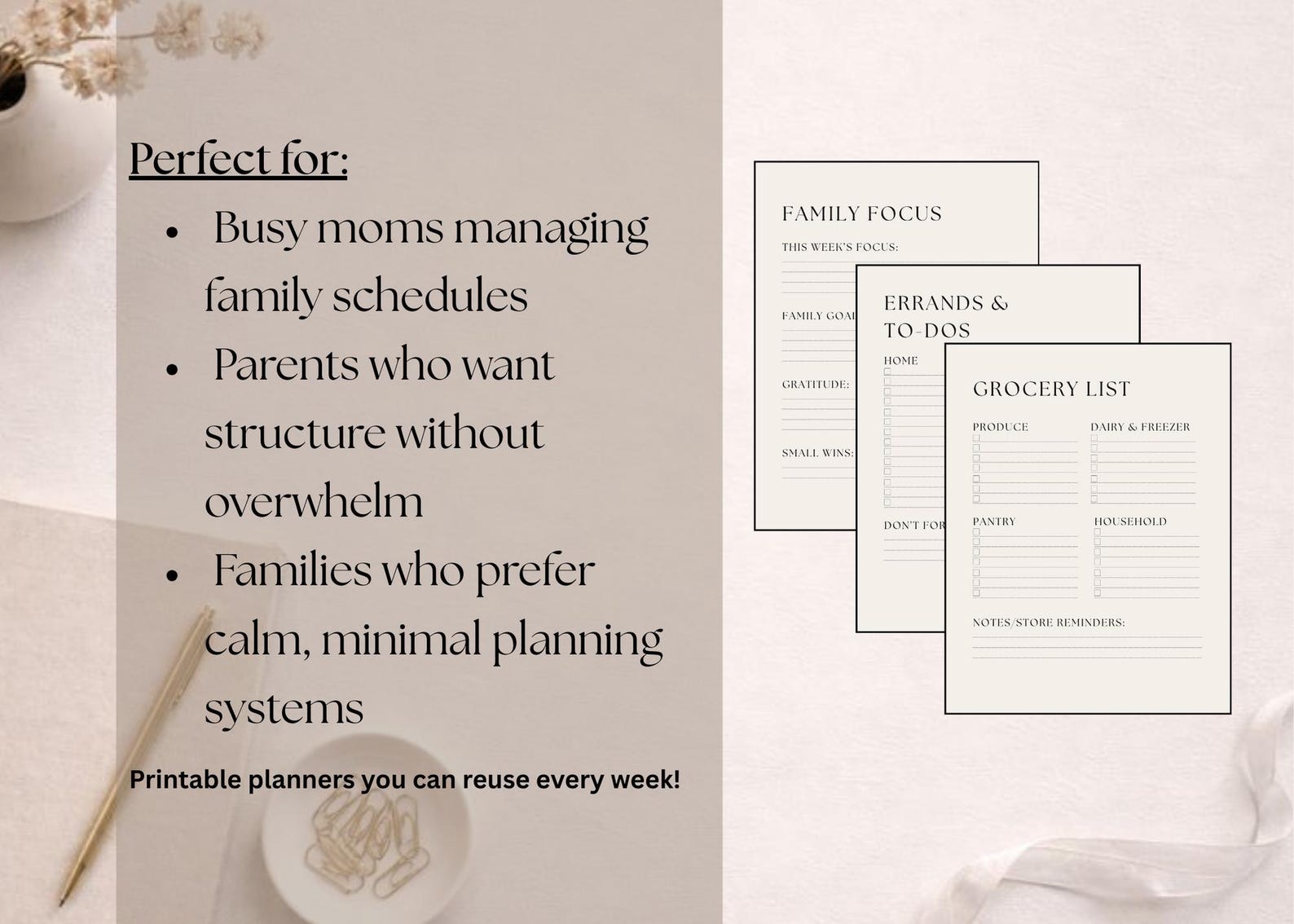 Calm Family Weekly Planner | Printable Organizer (PDF Download) - Etsy