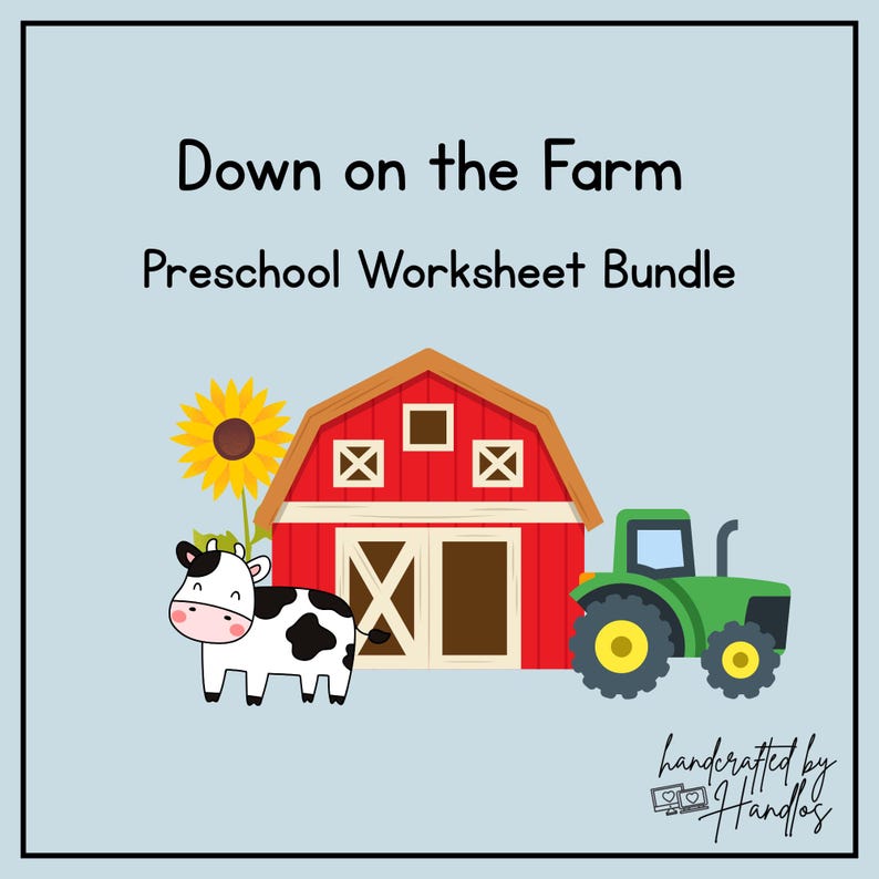 Farm Preschool Learning Bundle | Printable Farm Worksheets for Kids ...