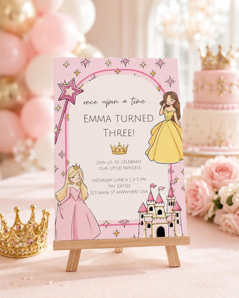 Princess Birthday Invitation Template, Once Upon a Time Birthday Invite ...