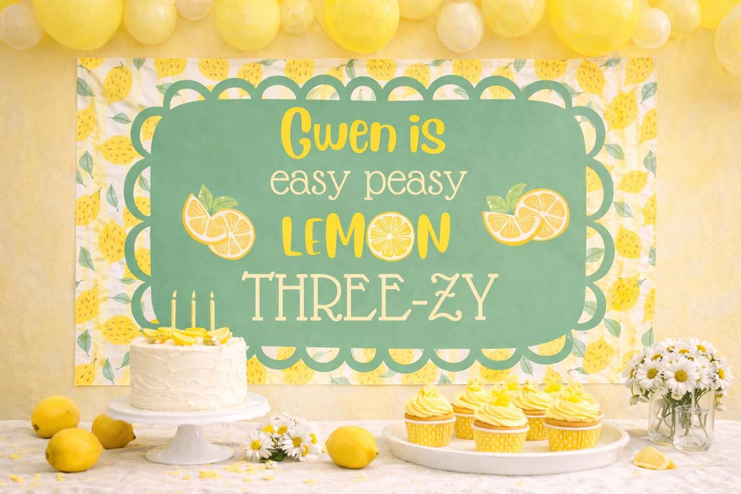 Lemon Birthday Banner 3x5ft | Easy Peasy Lemon Squeezy Party Banner ...