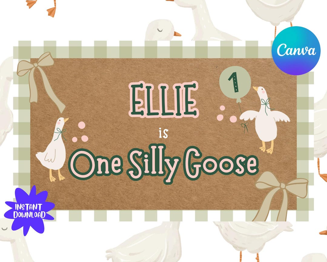 One Silly Goose Birthday Banner, 1st Birthday Girl Boy Decor, Sage ...