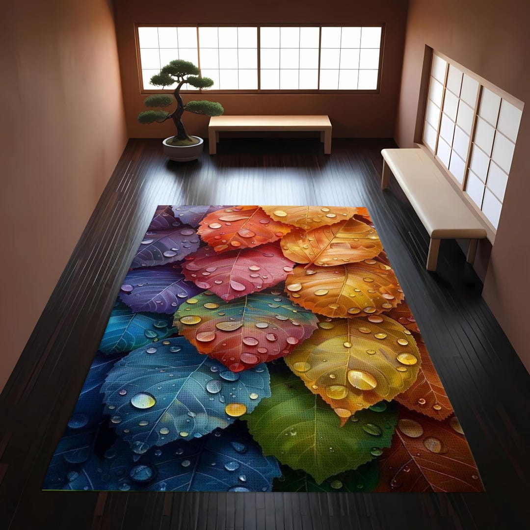 Realistic Autumn Leaves Rug | Fall Colors Floor Mat | Nature Inspired ...