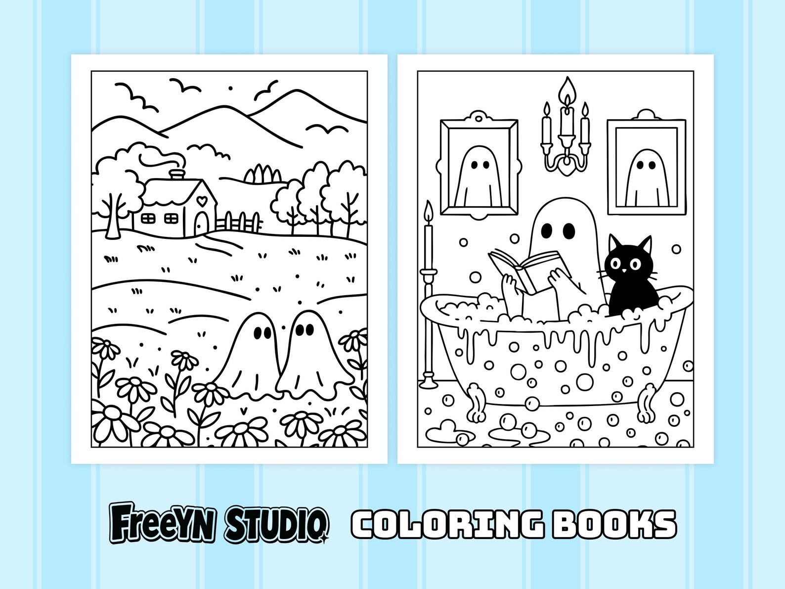 Cozy Ghosts Coloring Pages, Cute Ghost Coloring Book for Kids ...