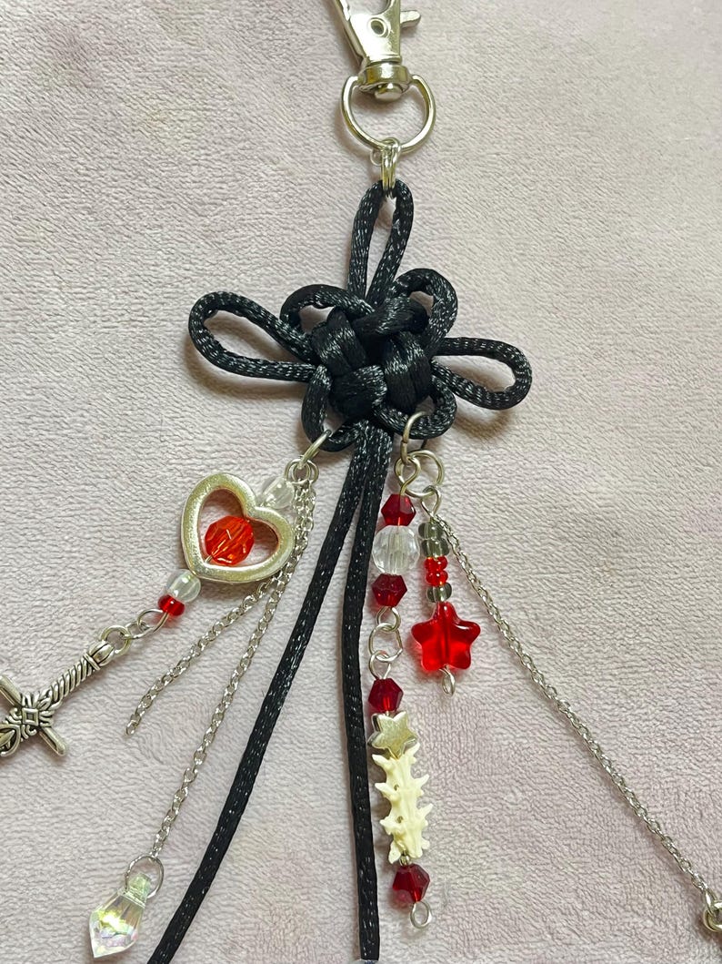 Chinese Lucky Knot Bag Charm With Snake Vertebra! - Etsy