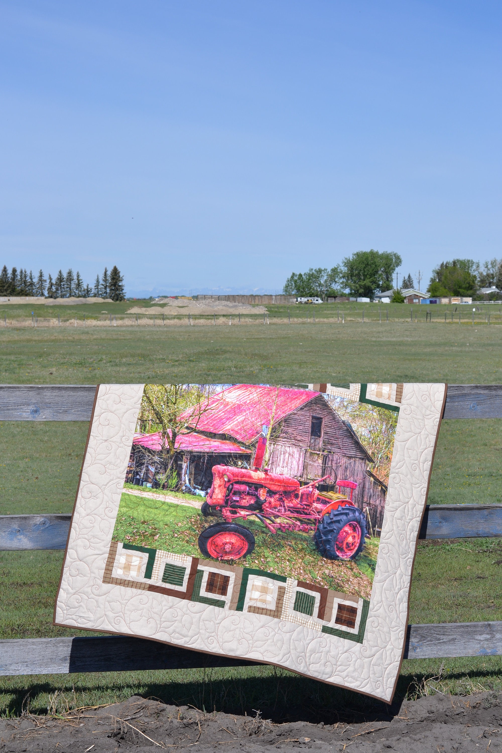 Red Barn and Tractor Lap Quilt With Brown Minky Back - Etsy