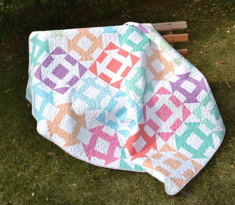 Modern Patchwork Quilt Pastel Twin Blanket Churn Dash Quilt - Etsy