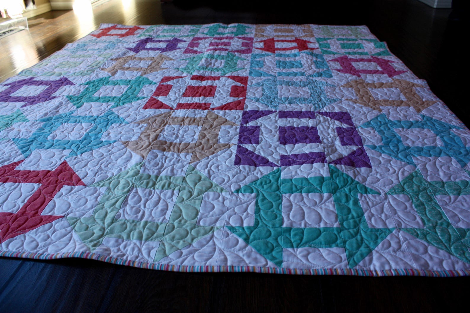 Modern Patchwork Quilt Pastel Twin Blanket Churn Dash Quilt | Etsy