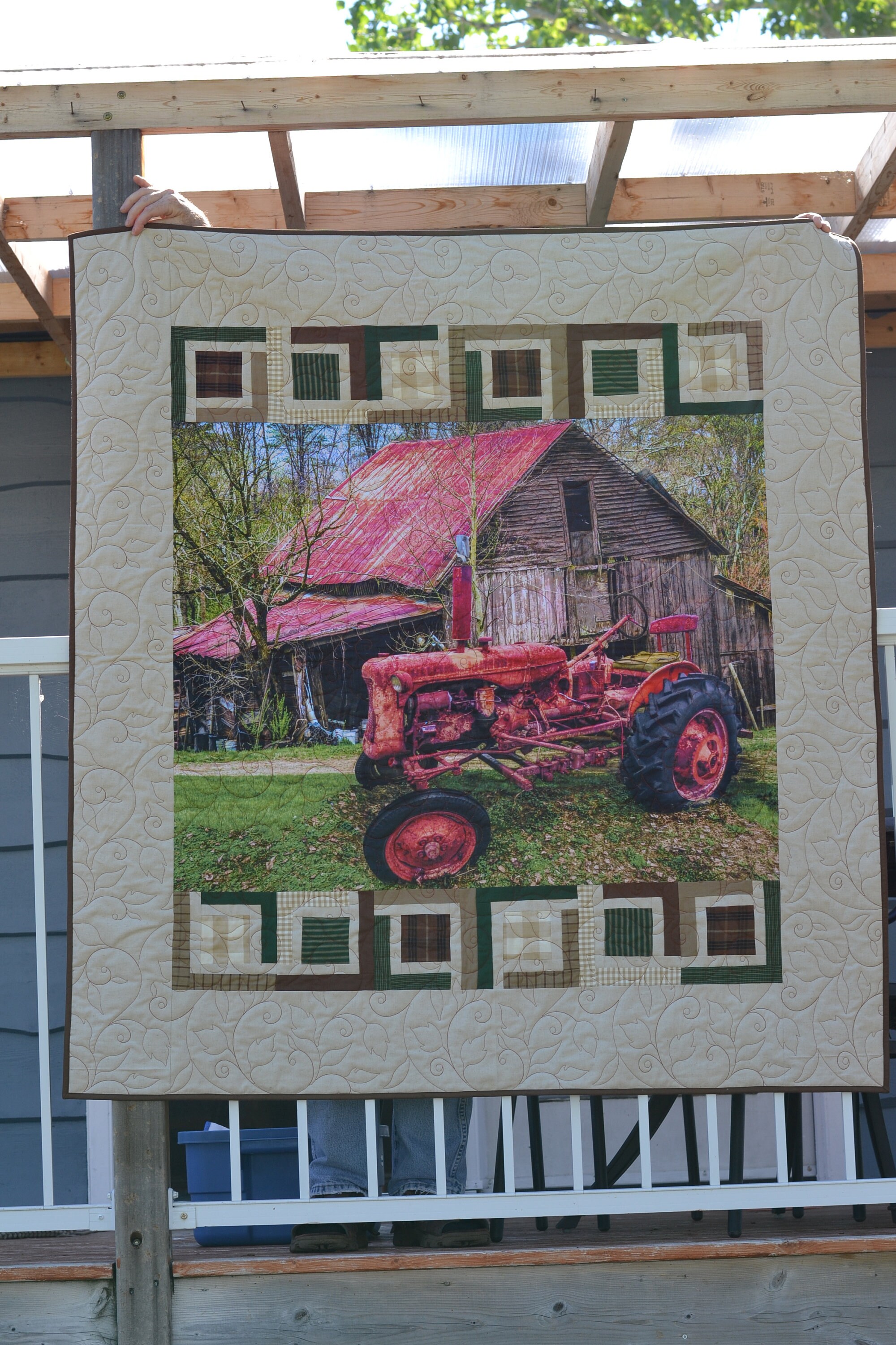 Red Barn and Tractor Lap Quilt With Brown Minky Back - Etsy