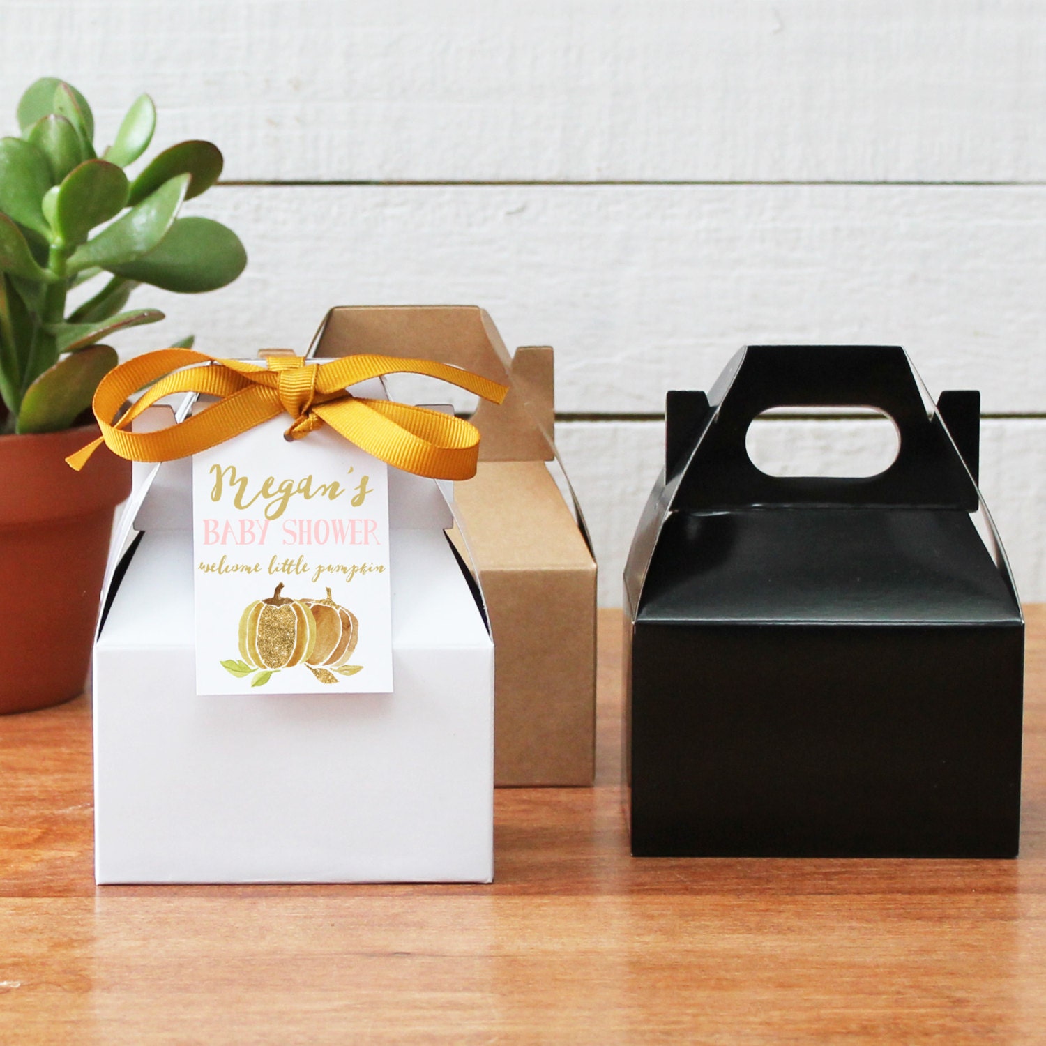 12 Personalized Mini Gable Boxes Little Pumpkin Tag | Etsy