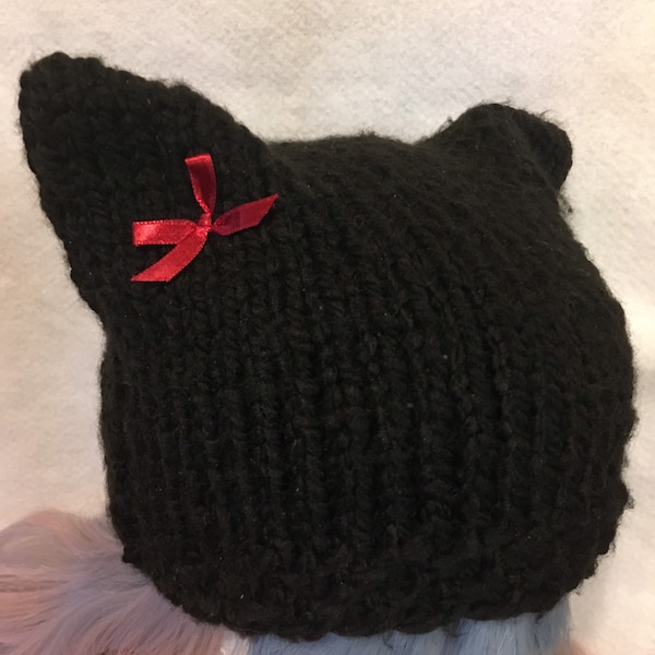 Knitted Cat Ear Hat - Etsy