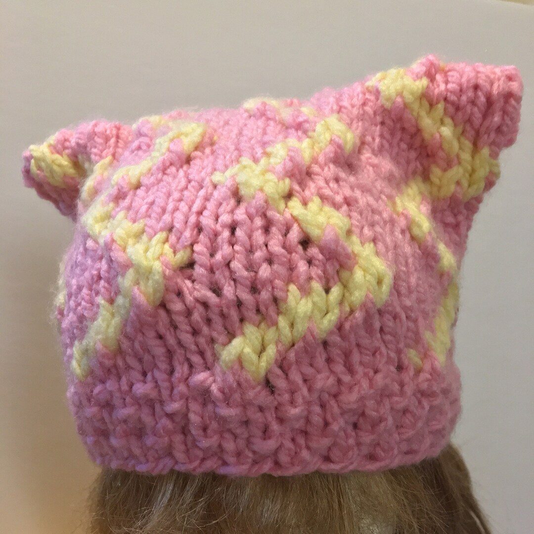 Pink-yellow Squiggle Cat Ear Hat - A Magical Makes Exclusive - Etsy