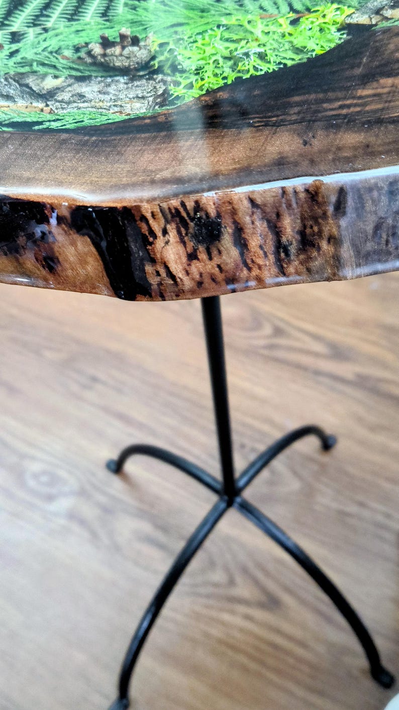Handcrafted Walnut Side Table – Forest-inspired Epoxy Design | Natural ...