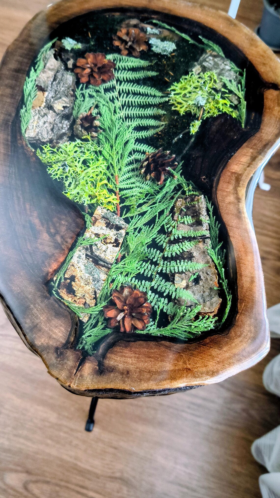 Handcrafted Walnut Side Table – Forest-inspired Epoxy Design | Natural ...