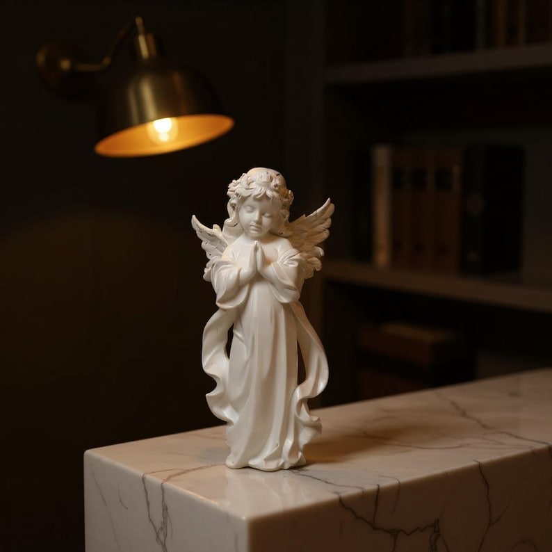 White Praying Angel Figurine: European Style Cherub Sculpture - Etsy