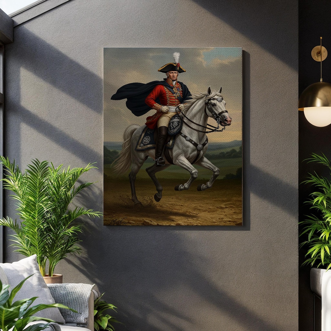 Historical General on Horseback Canvas, Napoleonic Era Portrait Print ...