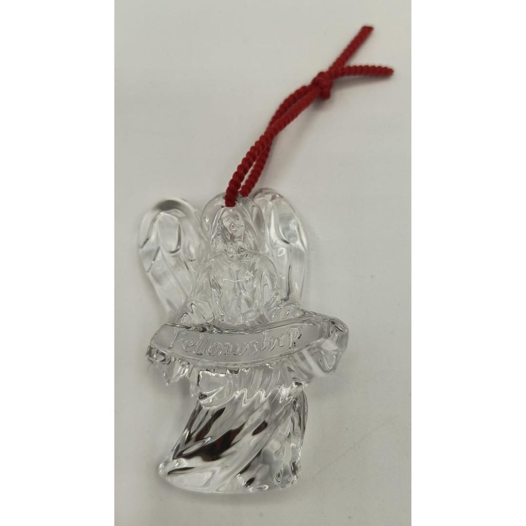 Waterford Crystal Angel Ornament With "fellowship" Banner & Red Cord - Etsy