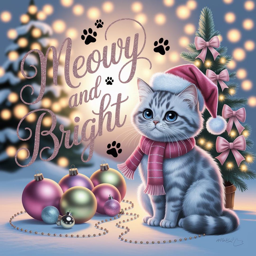 Père Noël chat/Miauneuse et lumineuse PNG | Animation de chat de Noël ...
