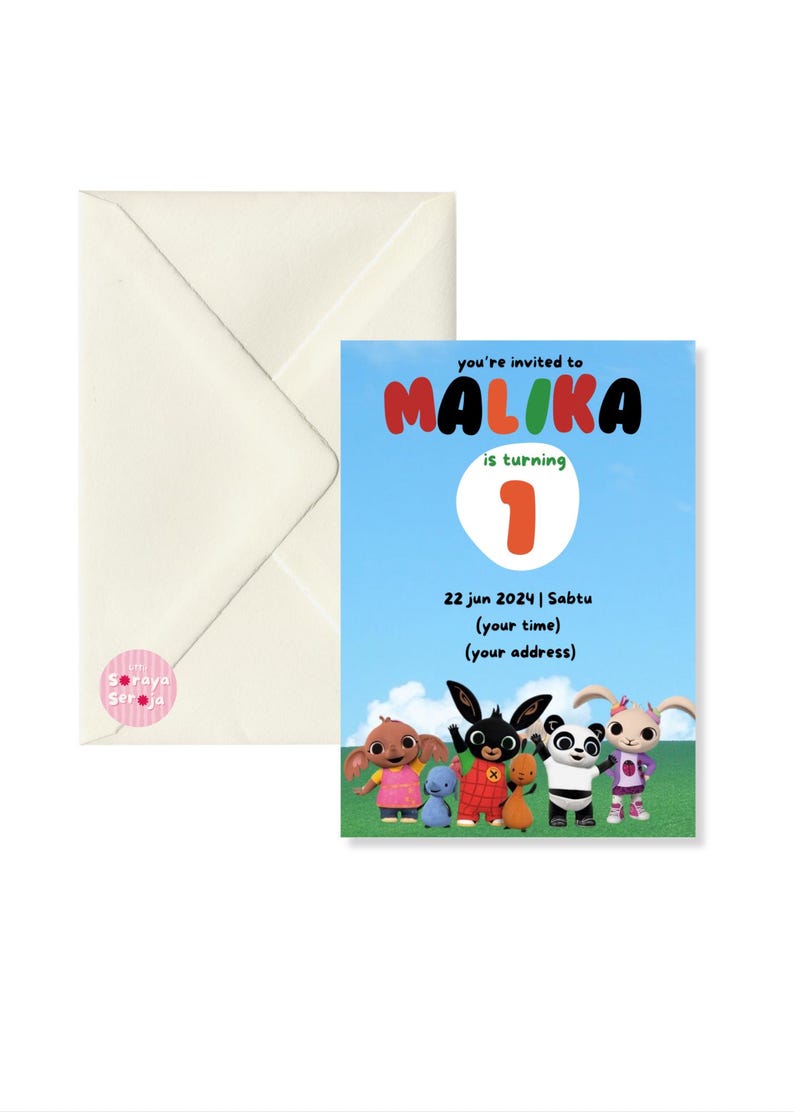 Bing Bunny Digital Invitation | Birthday Party Editable Template | Cute ...