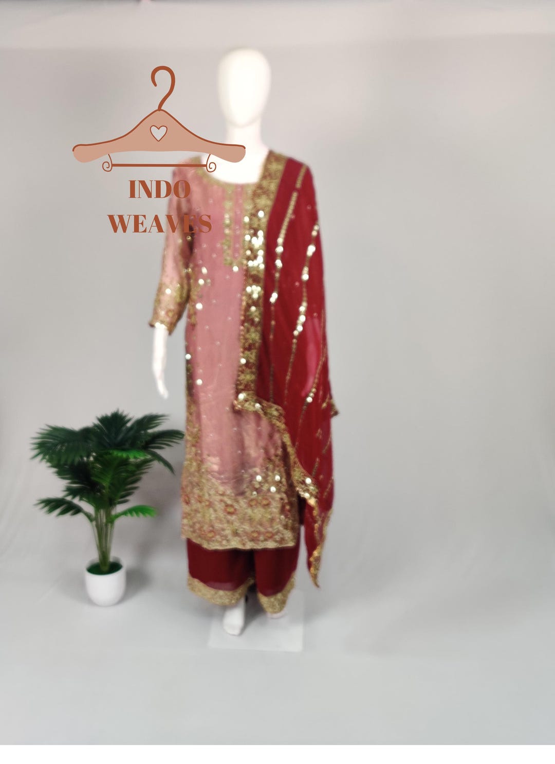 Indian Pakistani Heavy Suit Palazzo for EID, Pink Indian Traditional ...