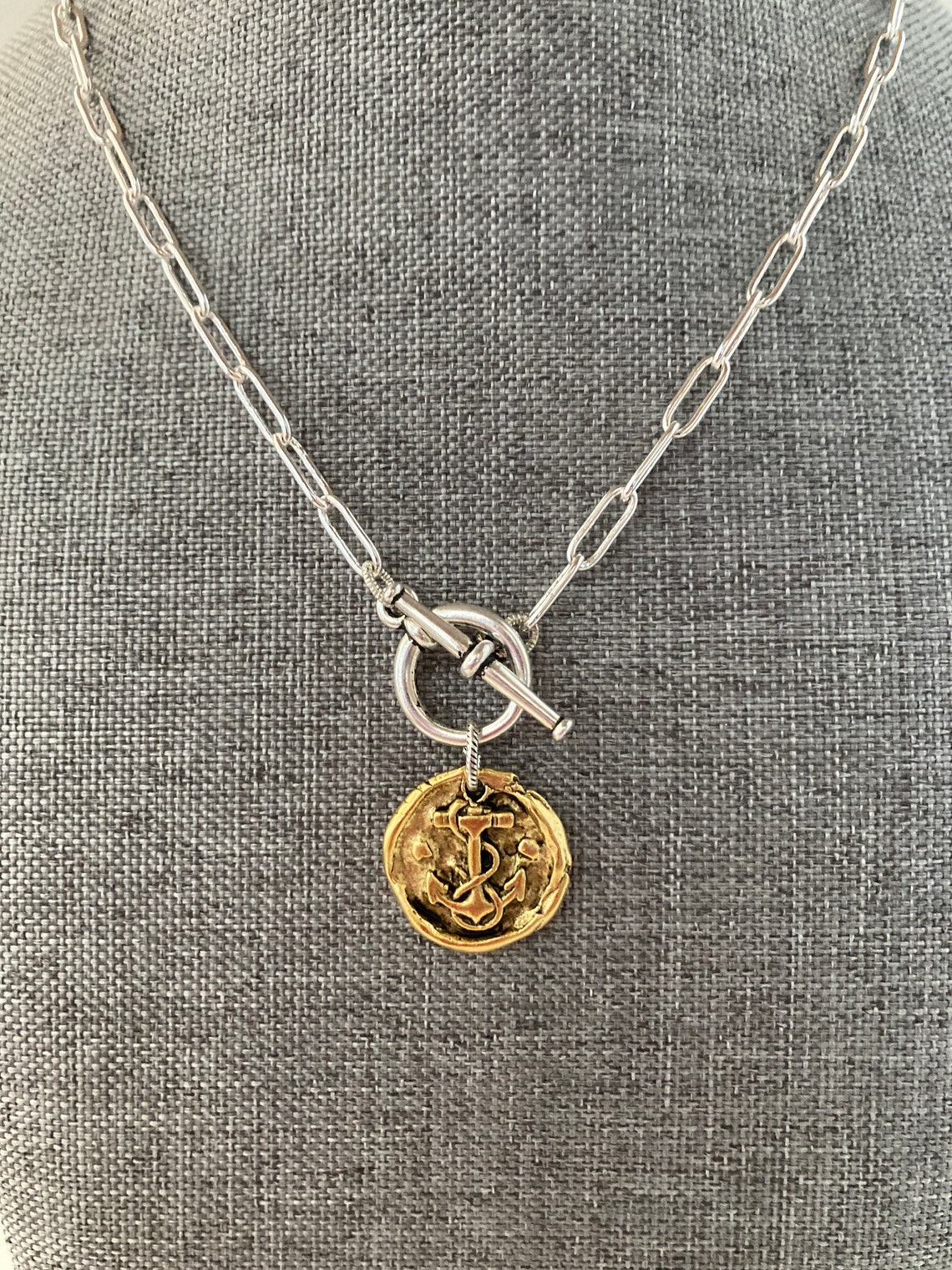 Anchor Chain Necklace-paperclip Chain-gold Anchor Necklace-silver Chain ...