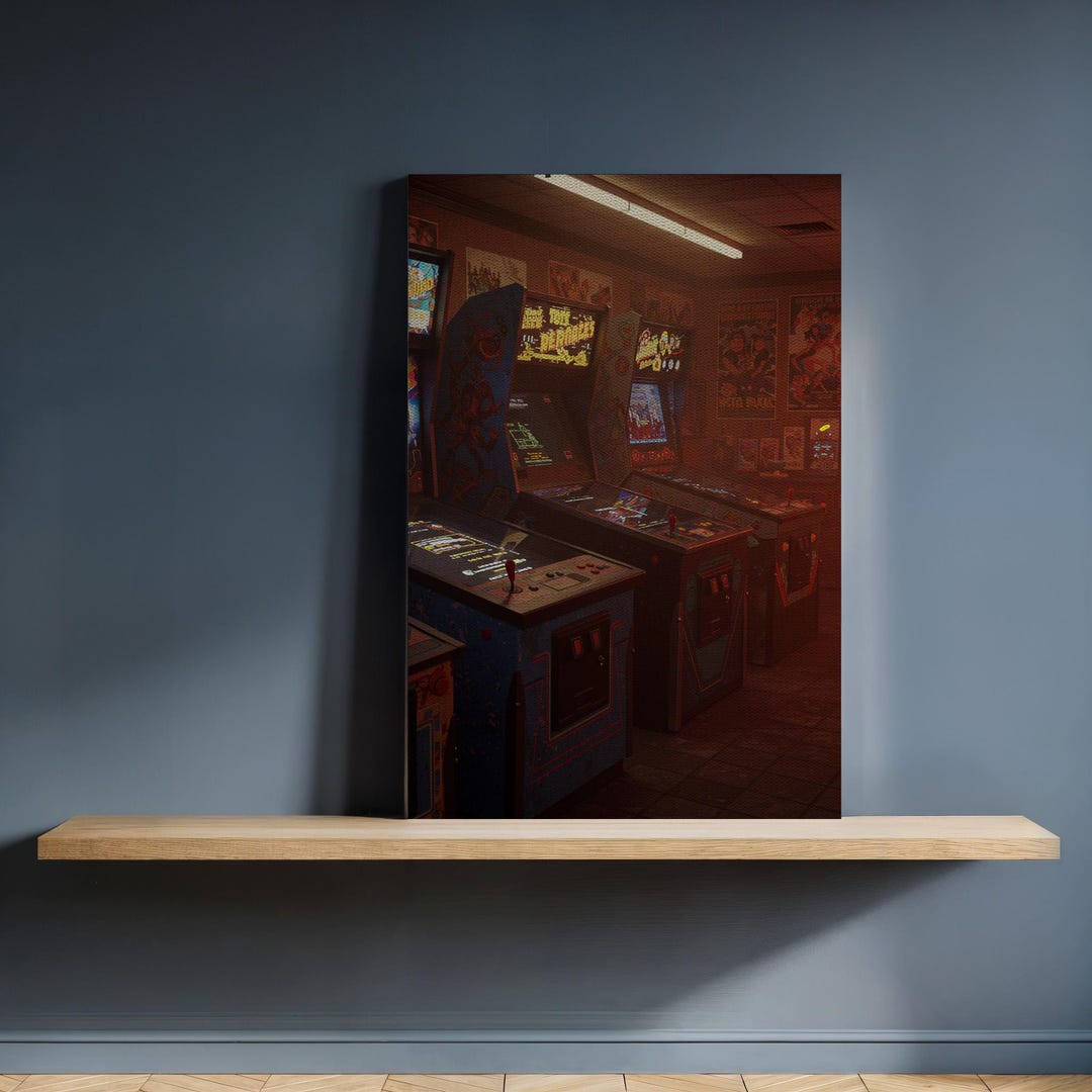 Framed Arcade Machines Canvas Wall Art, Retro 80s Gaming Room Decor ...