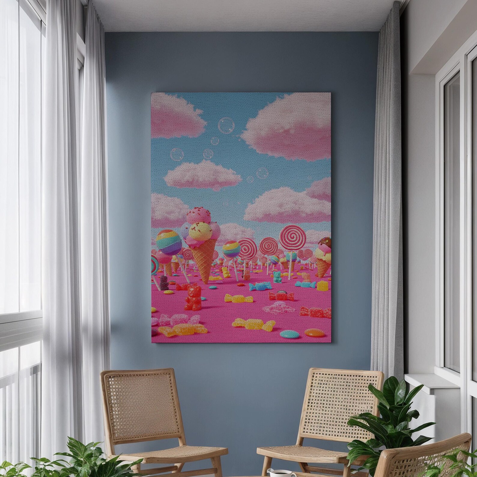 Candyland Fantasy Canvas Wall Art, Framed Colorful Candy Dreamland With ...