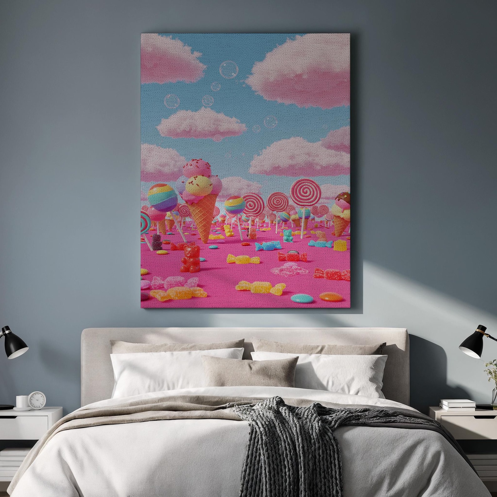 Candyland Fantasy Canvas Wall Art, Framed Colorful Candy Dreamland With ...