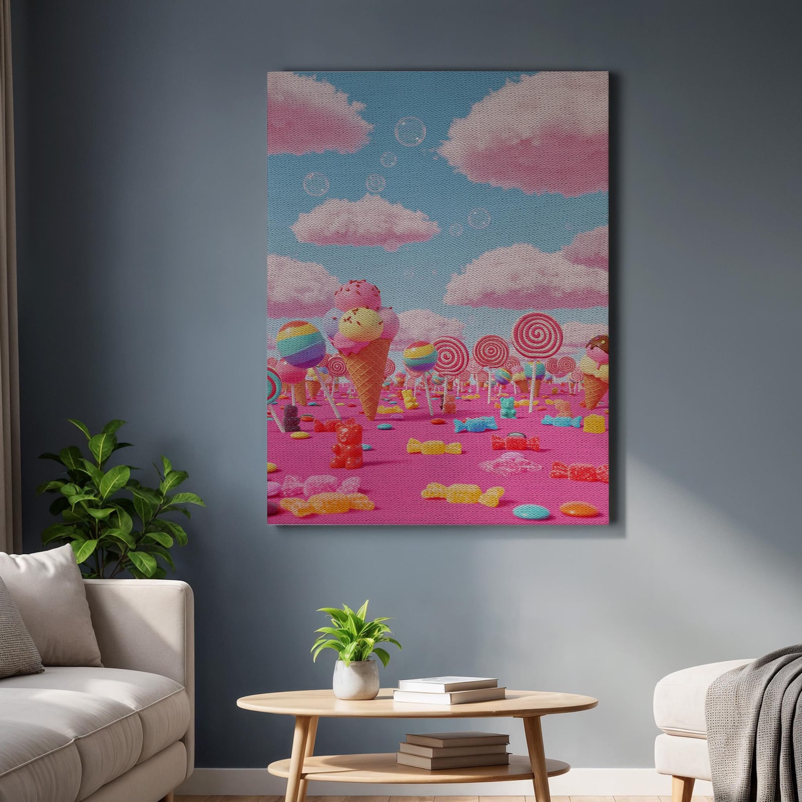 Candyland Fantasy Canvas Wall Art, Framed Colorful Candy Dreamland With ...