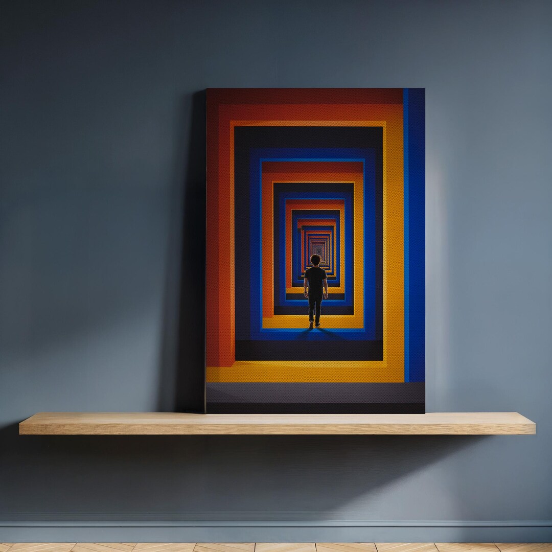 Geometric Portal Canvas Wall Art – Framed or Unframed Optical Illusion ...