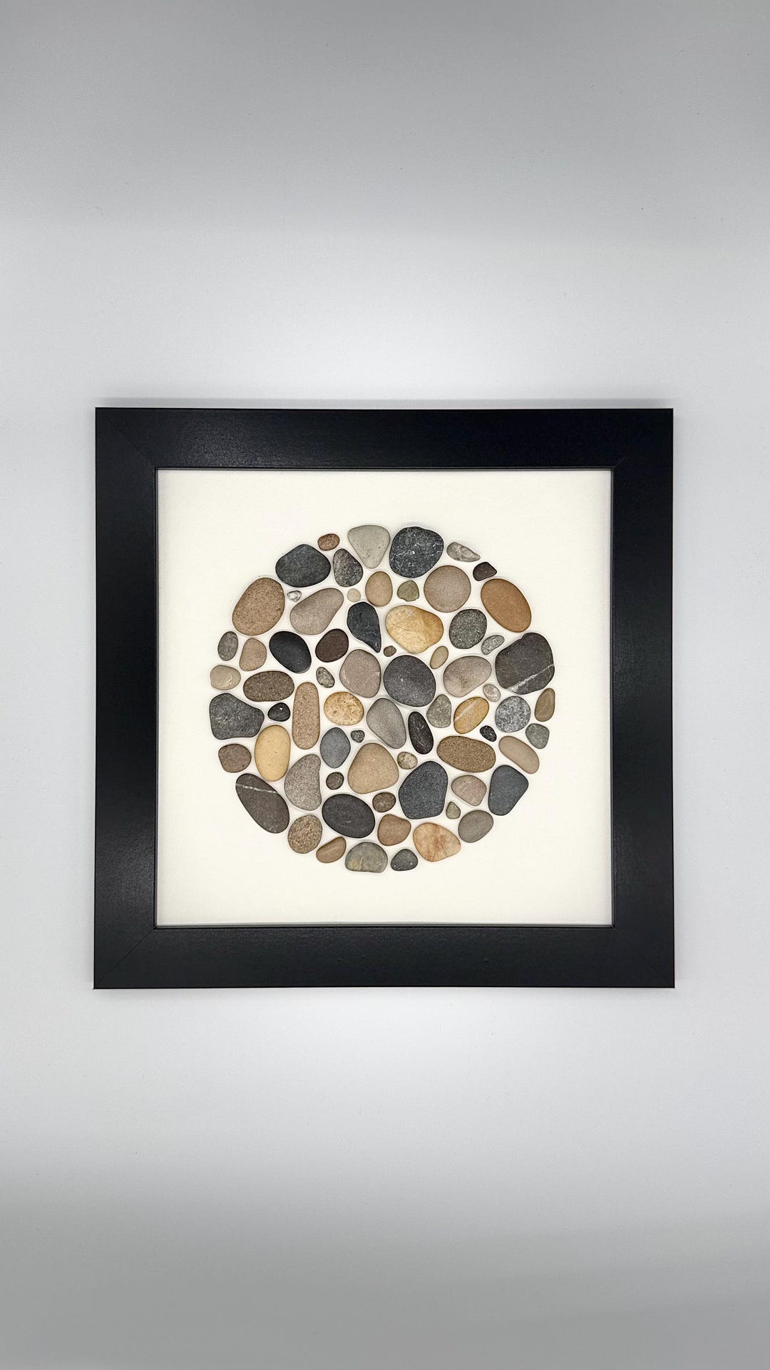 Handmade Stone Wall Art (25x25 Cm) - Minimalist Natural Pebble Art ...