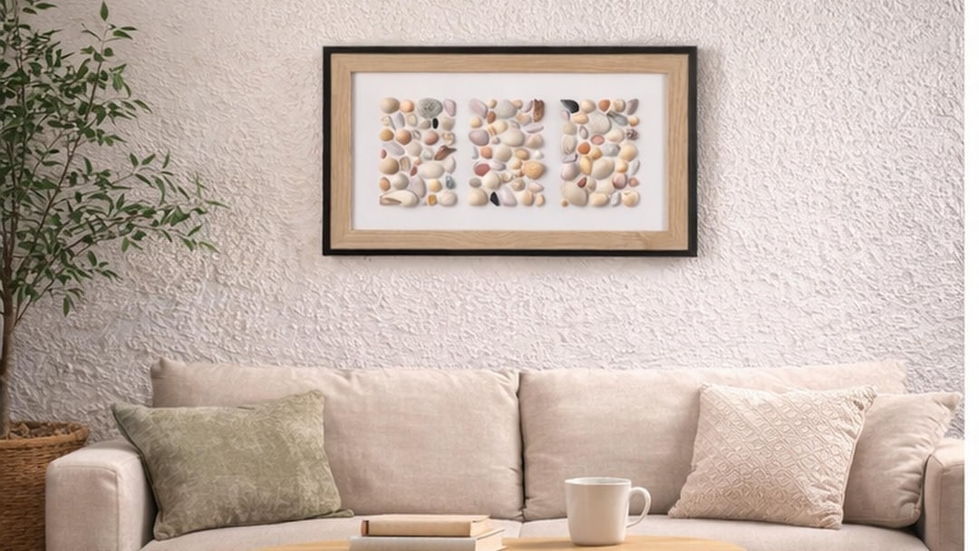 Vertical Seashell Wall Art | Natural Shell Mosaic in Rectangular Bands ...