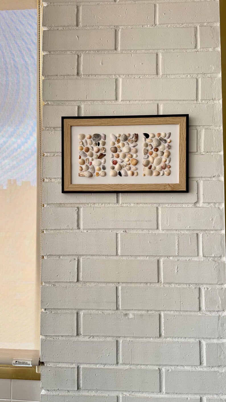 Vertical Seashell Wall Art – Handmade Coastal Decor on White Background ...