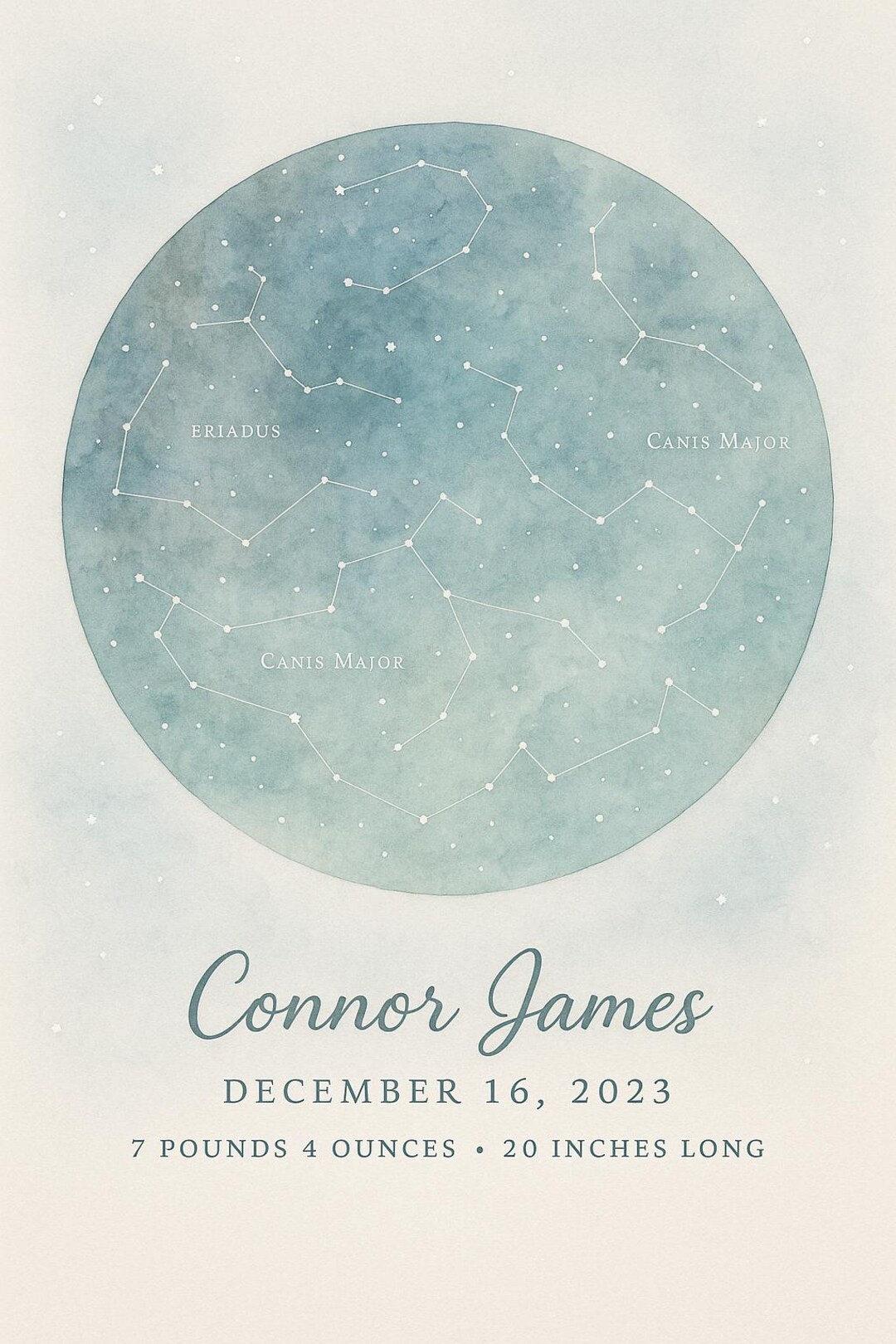 Watercolor Baby Birth Star Map: Personalized Constellation Art Keepsake ...