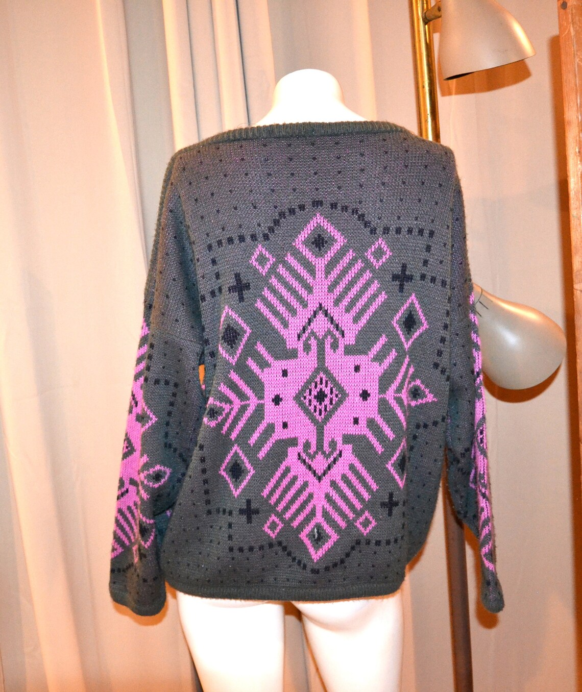 Vintage Sweater Streetwear Oversized Abstract Aztec Hot Mexx - Etsy