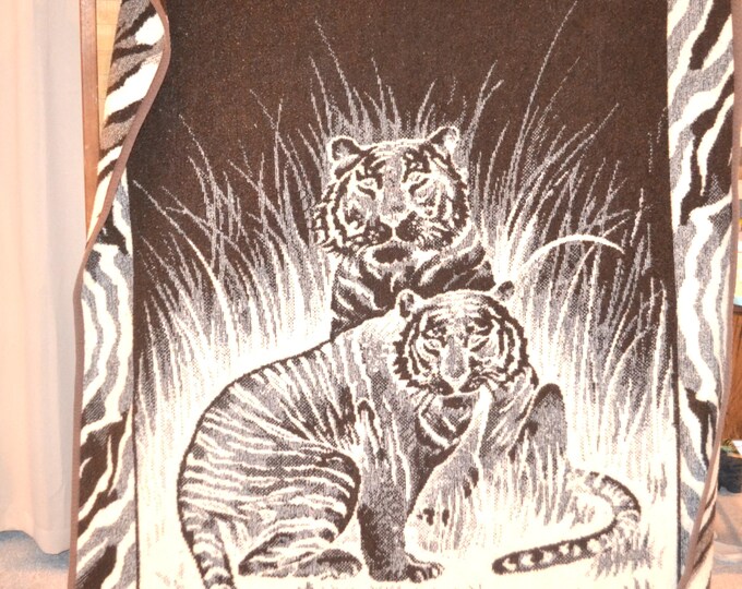 Vintage Tiger Blanket Fuzzy Rustic Jungle - Etsy