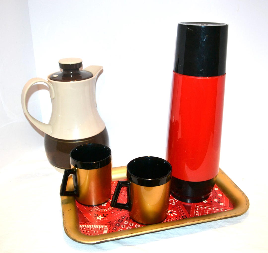 Vintage Thermos Collection With Tray Any Season Kitsch Klatch Campy - Etsy