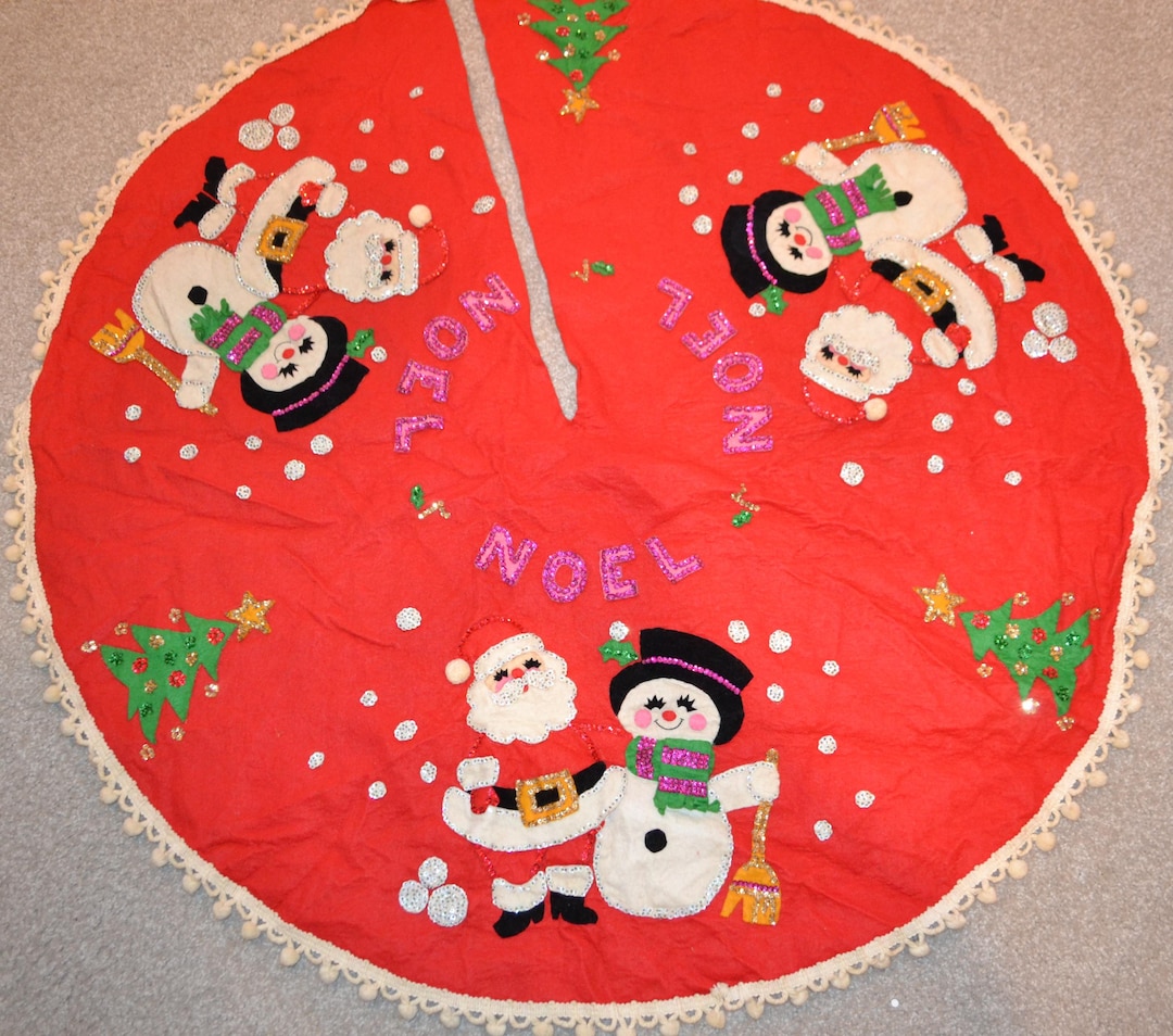 Vintage Tree Skirt Christmas Scenes Created With Bucilla Kit Complete ...
