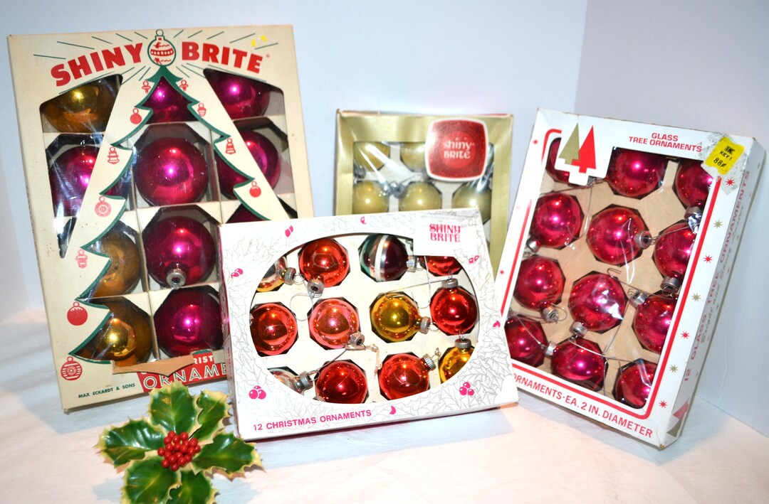 1950's Shiny Brite and Brigt and Shiny Boxed Ornaments 48 Total - Etsy