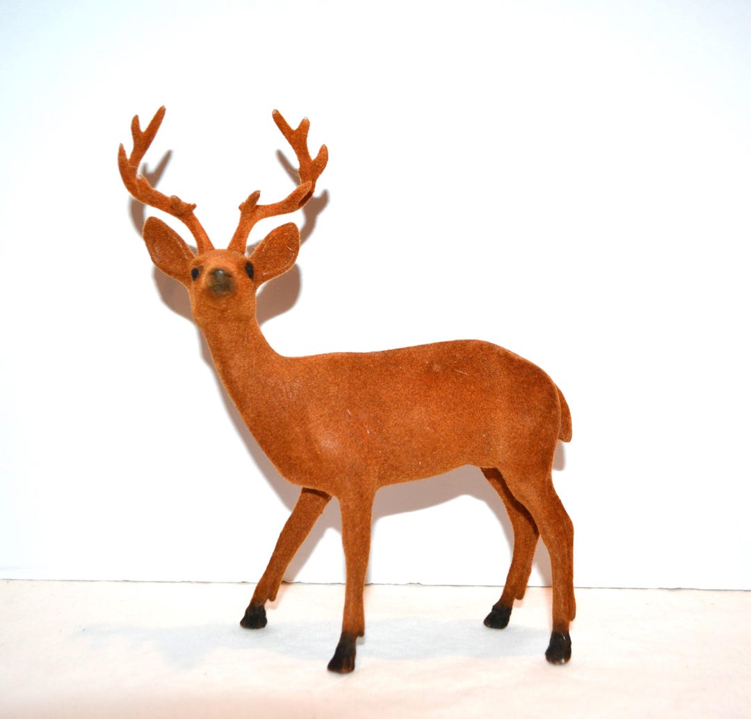 Vintage Deer With Antlers Felted Flocked Display Photo Prop - Etsy