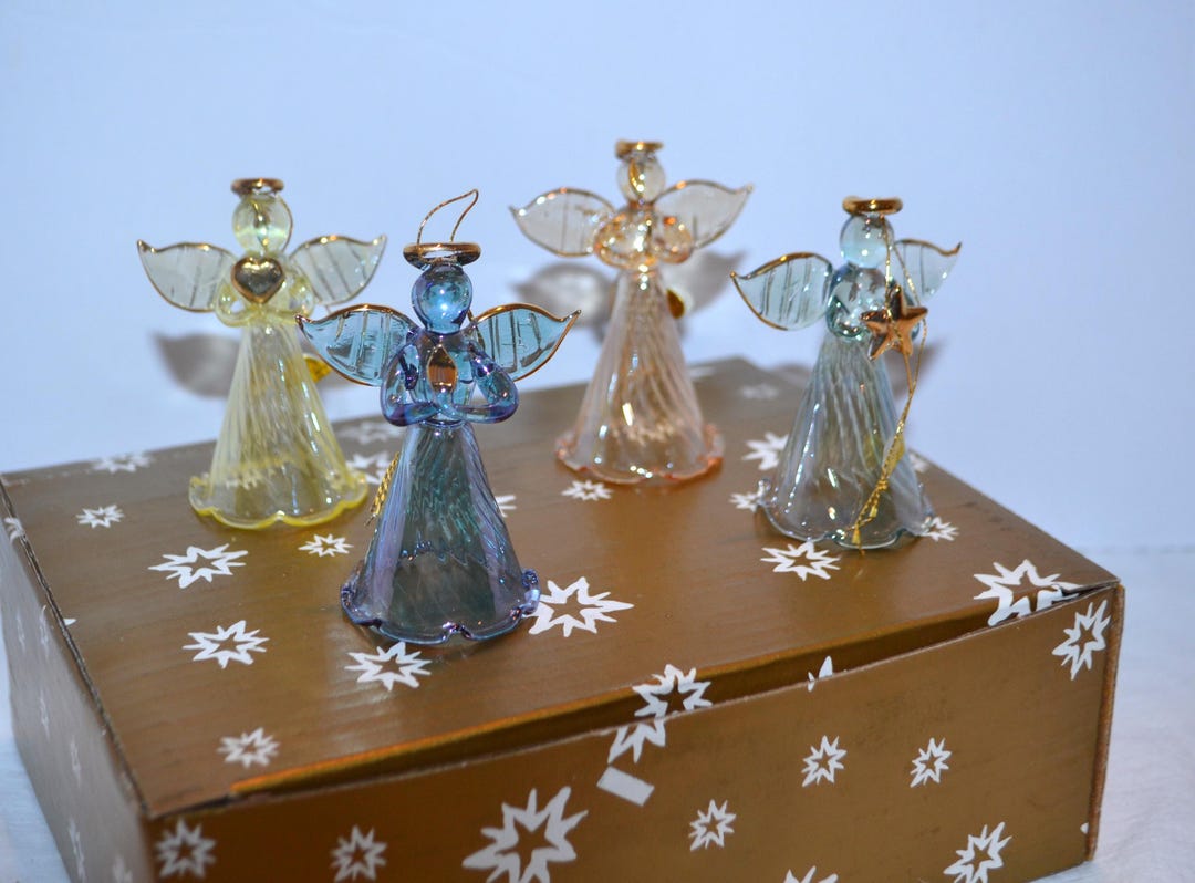 Vintage Ornaments Angels Glass Pastels With Gold New Old Stock - Etsy
